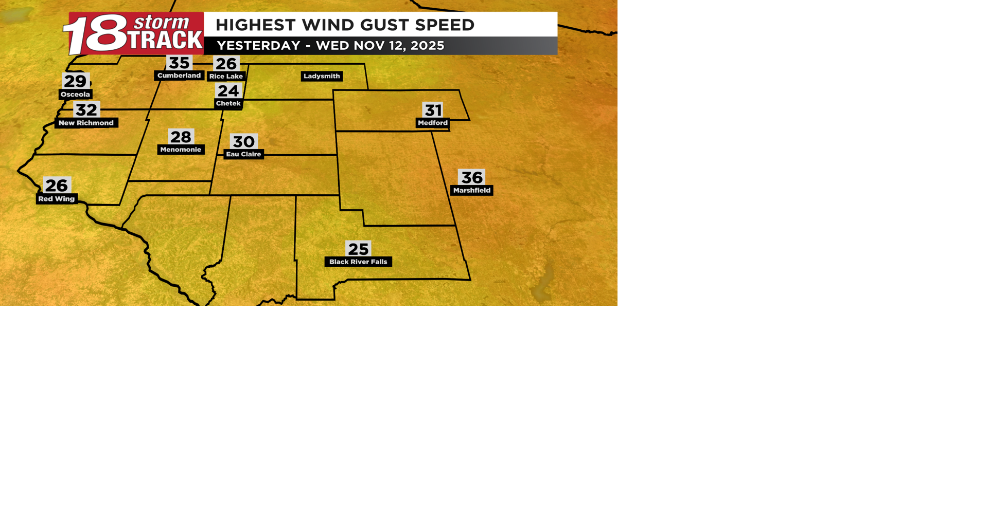 DMA Max Wind Gust Yesterday.png | | wqow.com
