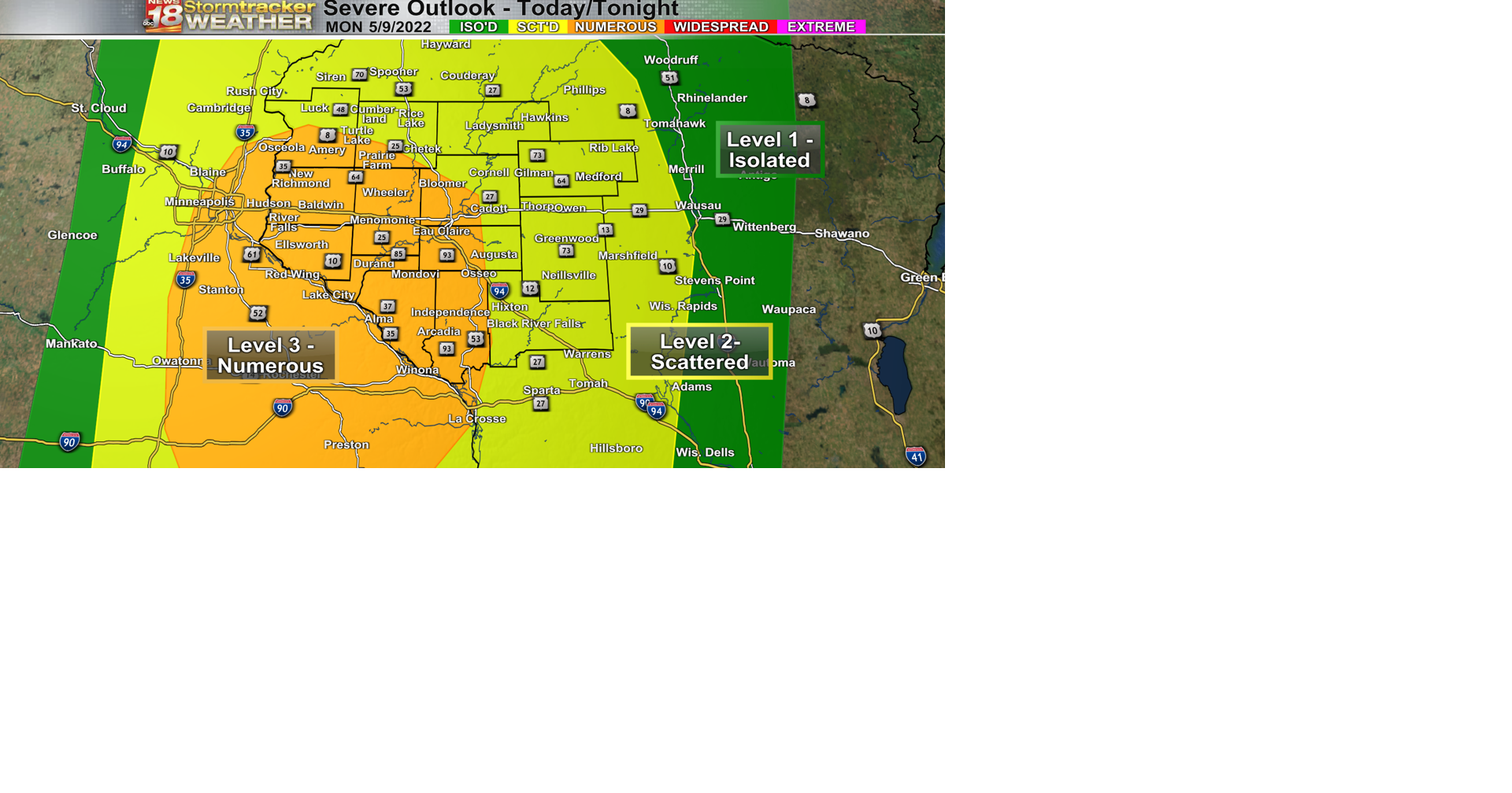 Strong to severe storms possible Monday as howling winds bring heat and ...