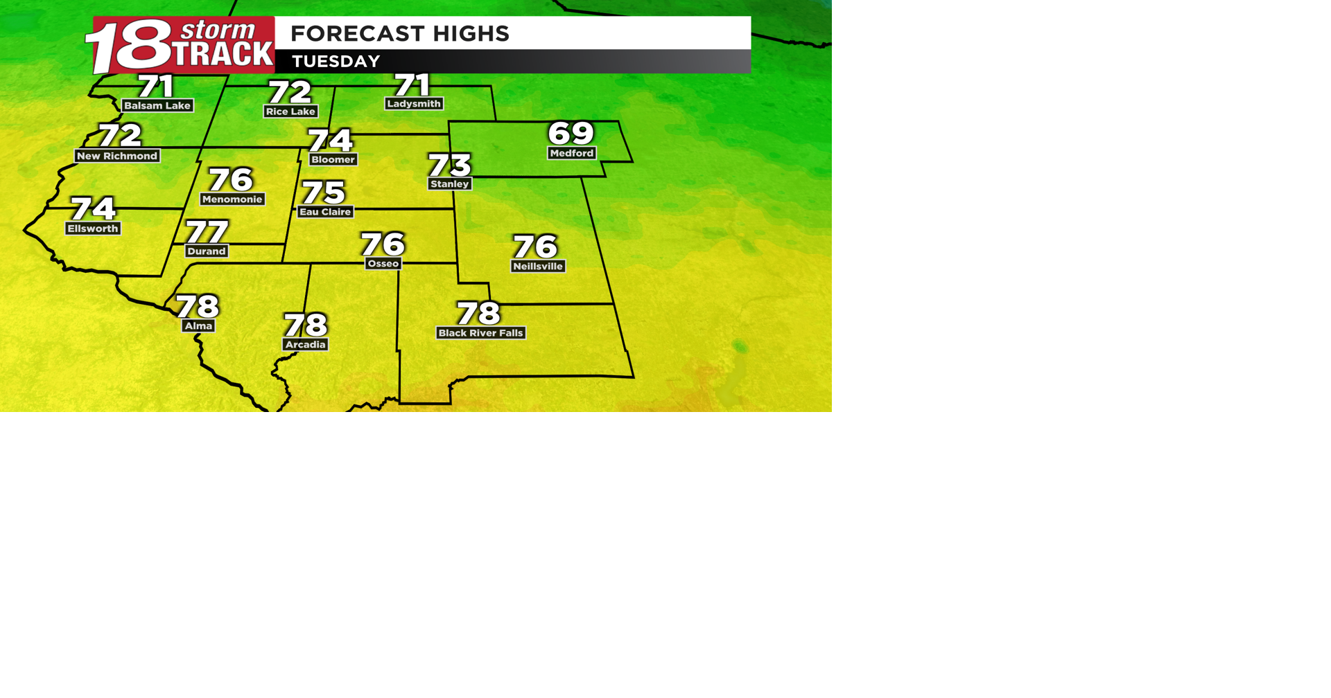 Forecast High Temps Tomorrow.png | | wqow.com