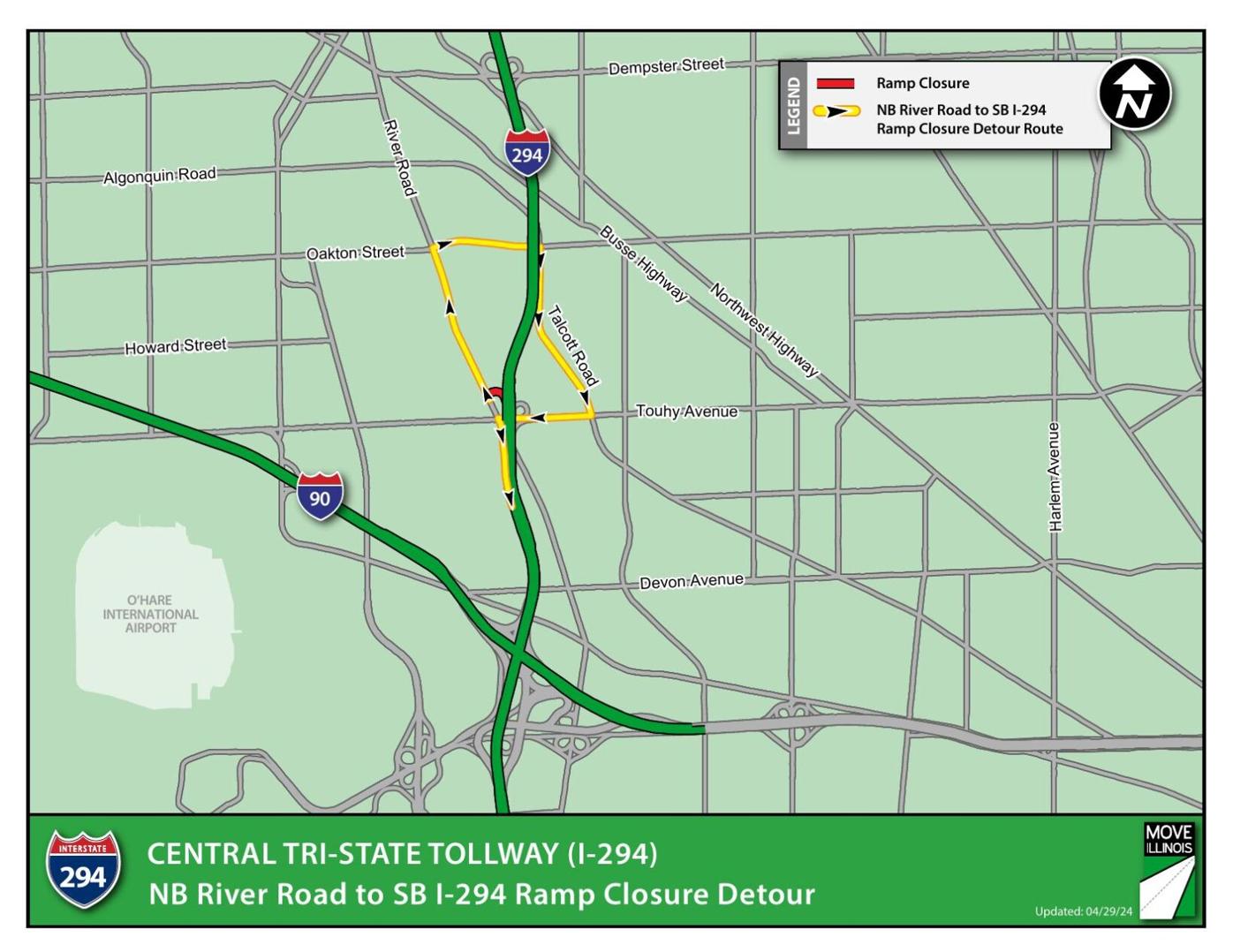 Overnight lane and ramp closures scheduled for I-294 Touhy Avenue ...