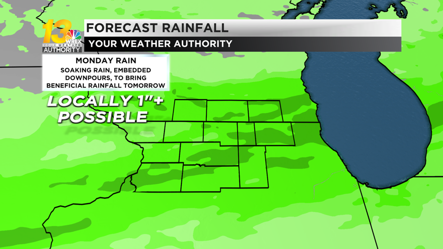 Scattered showers tonight, soaking rain comes Monday | Weather | wrex.com