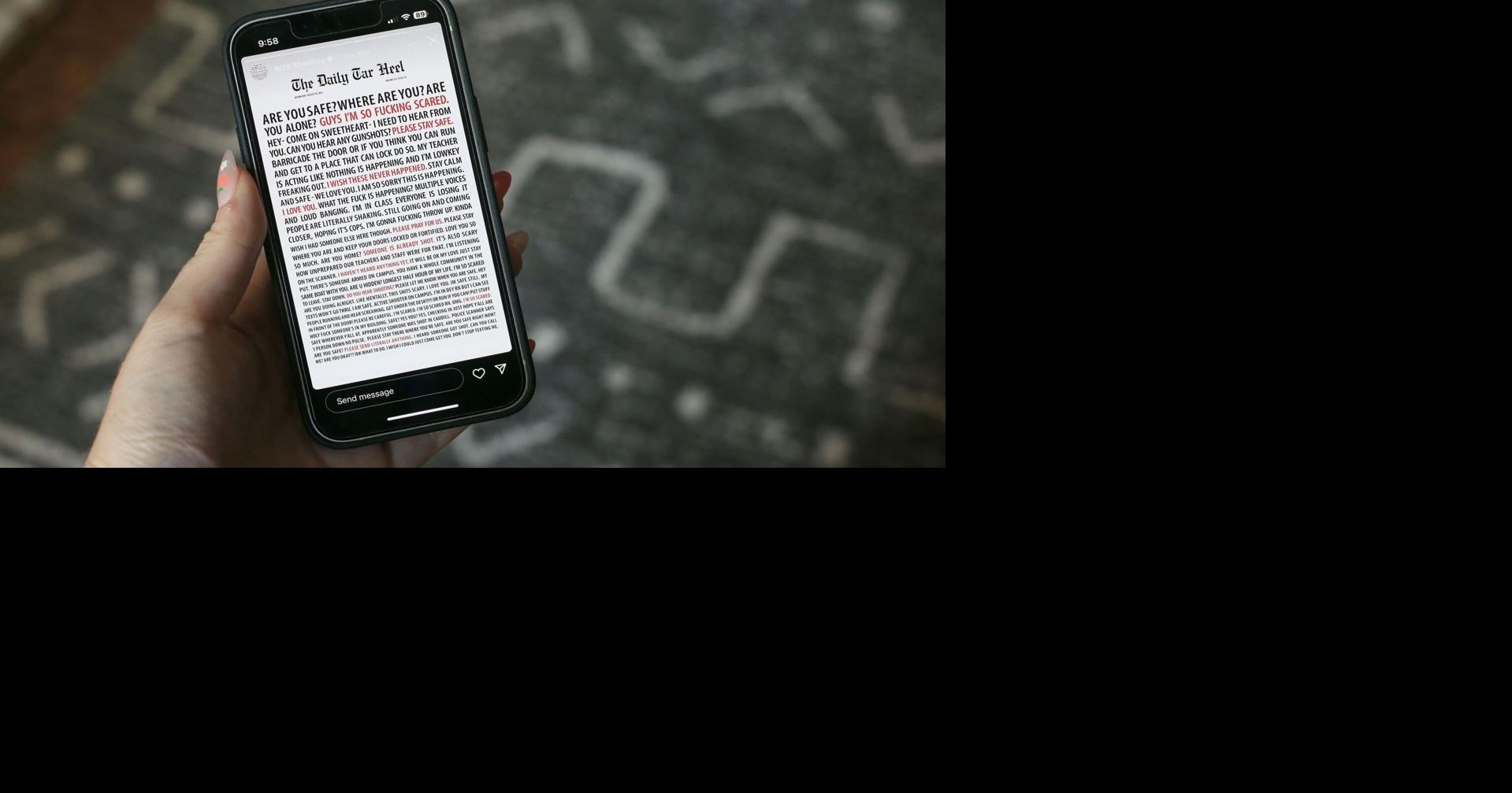 UNC student newspaper front page displays community’s texts during school shooting and lockdown ...