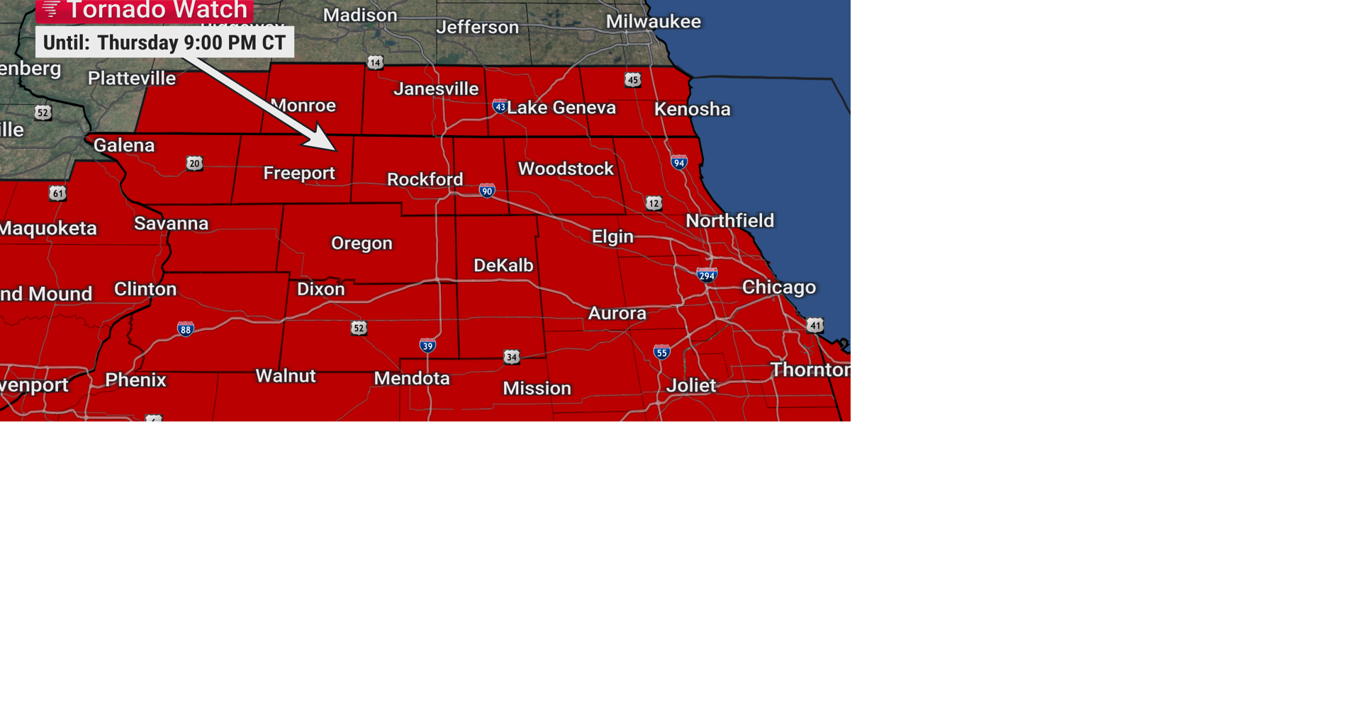 Tornado Watch until 9 p.m., enhanced tornado & high wind threat ...