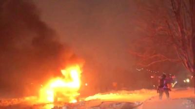 clearing snow with flame