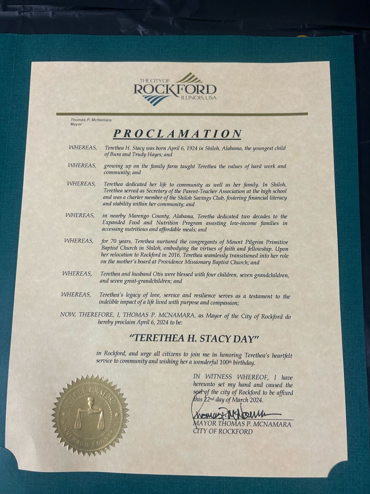 City Of Rockford Honors Woman As She Celebrates Her 100th Birthday