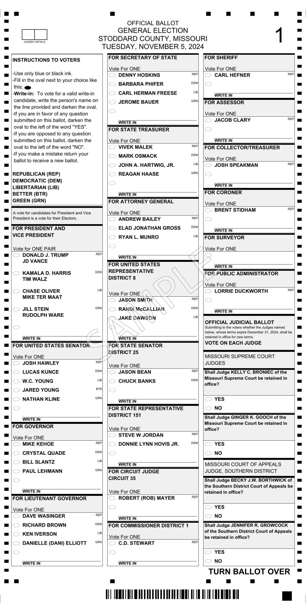 Missouri Sample Ballots for November 5, 2024 | Your Voice, Your Vote | wsiltv.com