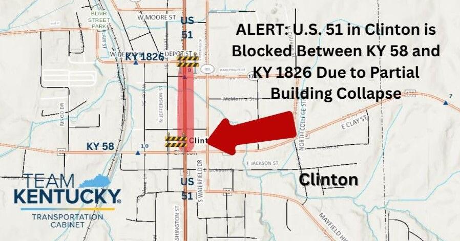 Partially collapsed building blocks Kentucky highway | Kentucky ...