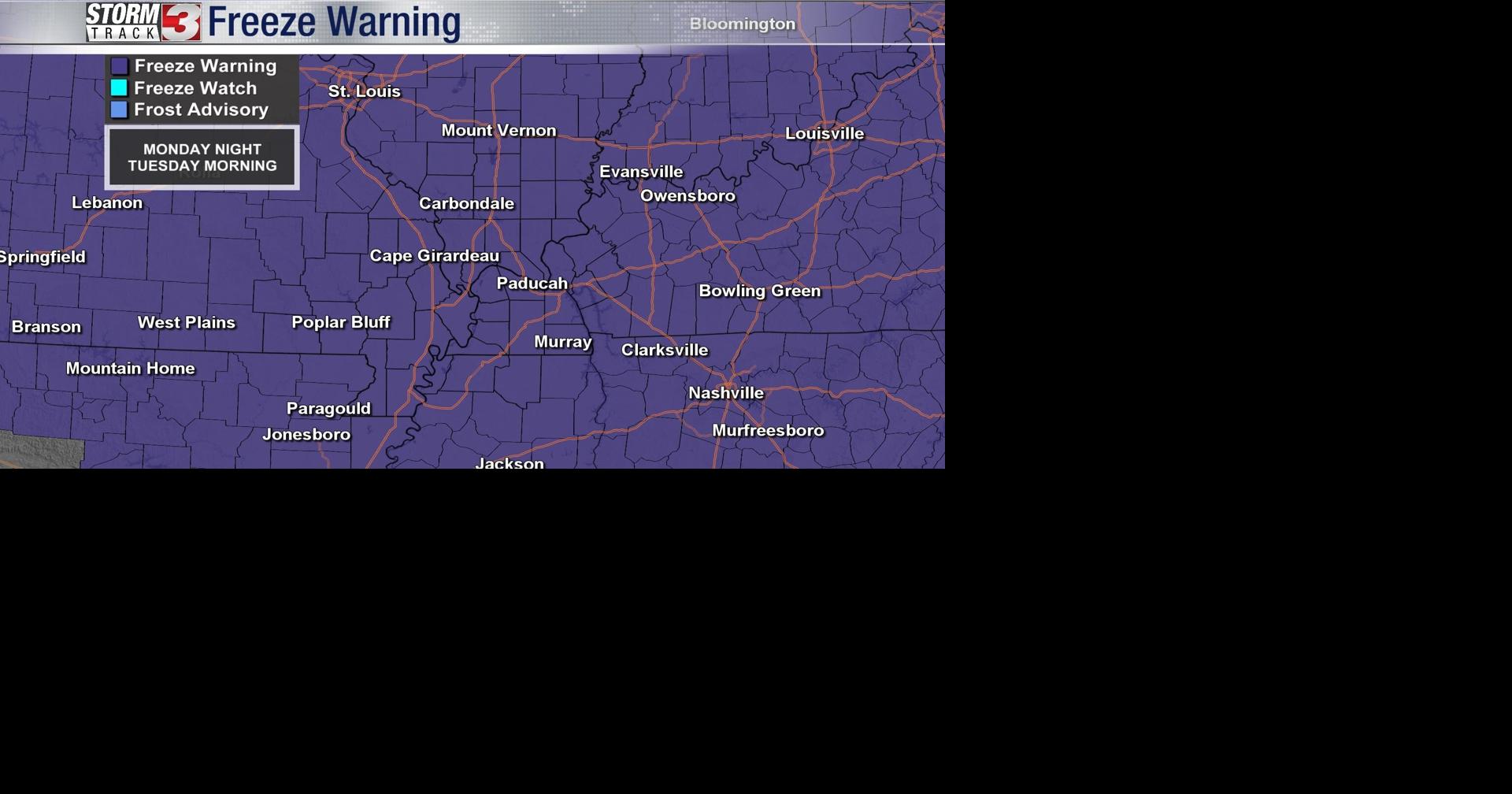 Brrr! Cold air plunges south, a hard freeze likely Monday & Tuesday ...