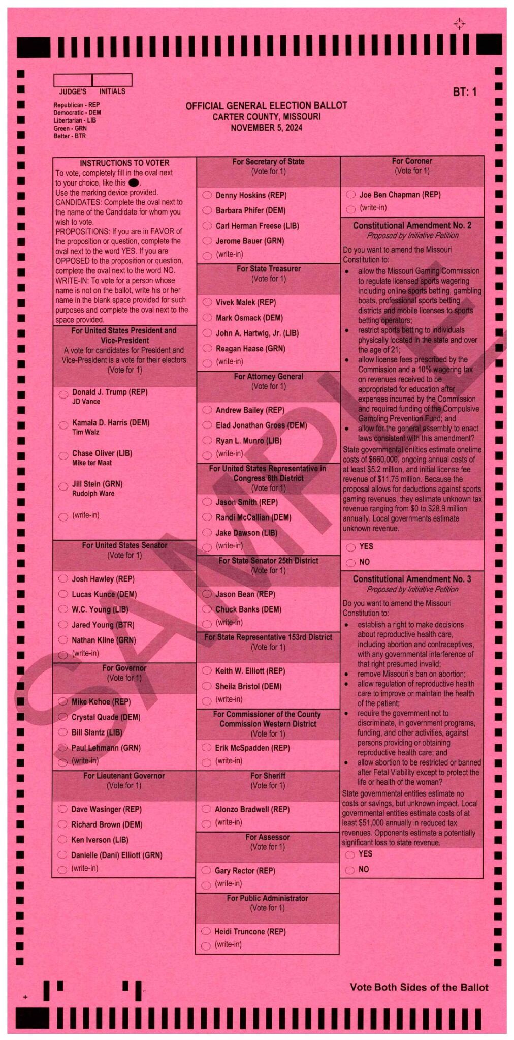 Missouri Sample Ballots for November 5, 2024 | Your Voice, Your Vote | wsiltv.com
