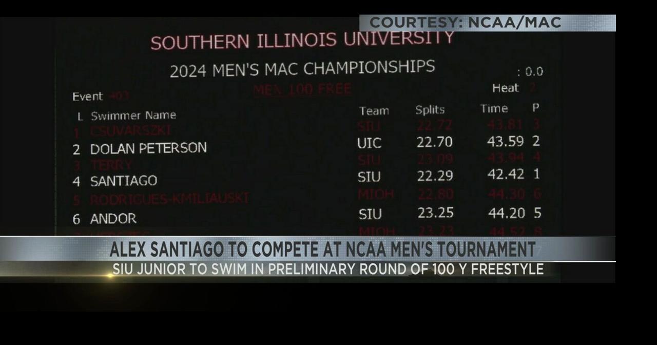 SIU swimmer Alex Santiago competing at NCAA Men's Swimming & Diving Championships | Video ...