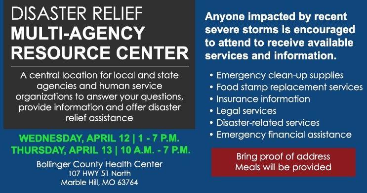 Multi-Agency Resource Center set up for disaster relief in Bollinger ...