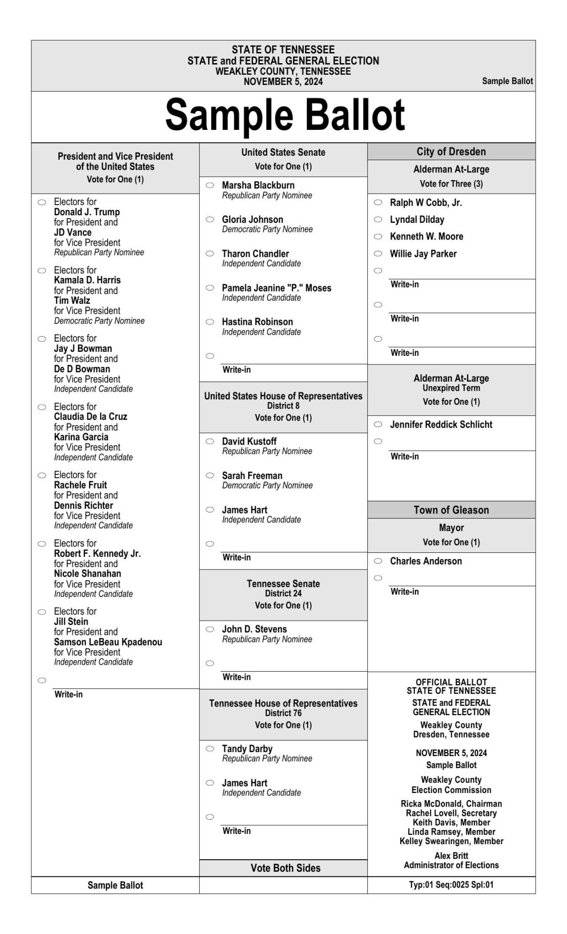 Tennessee Sample Ballots for November 5, 2024 | Your Voice, Your Vote | wsiltv.com
