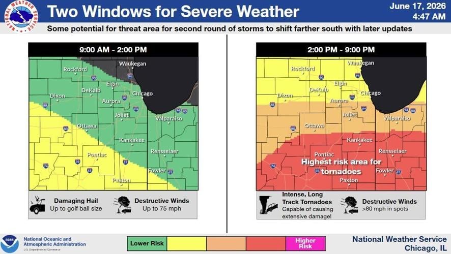 Two rounds of severe weather threaten northern Illinois Wednesday ...