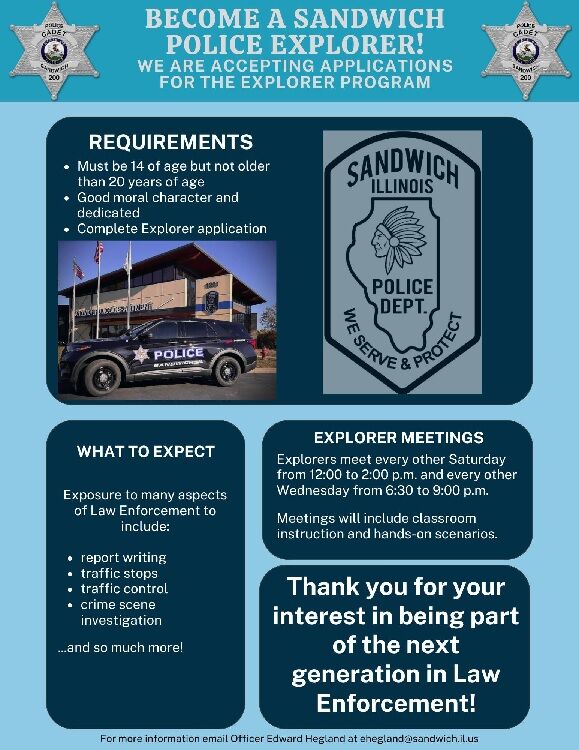 Applications for the Sandwich Police Department's Explorer Post program ...