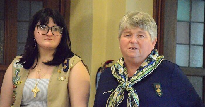 Members of Aurora Girl Scout Troop 4785 receive awards during local ...