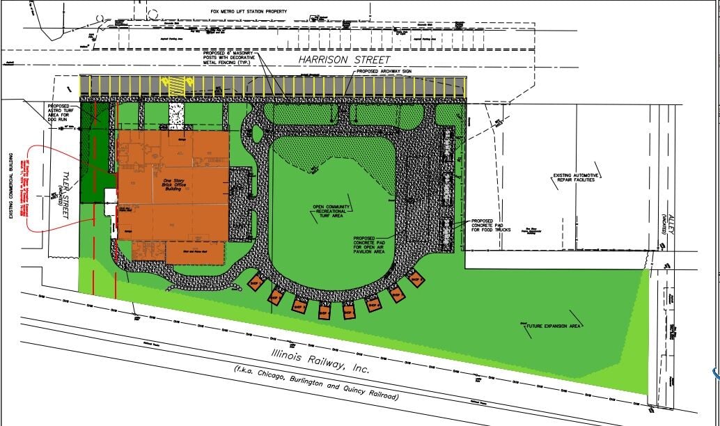 Concept plan for Harrison Street green space and commercial development ...