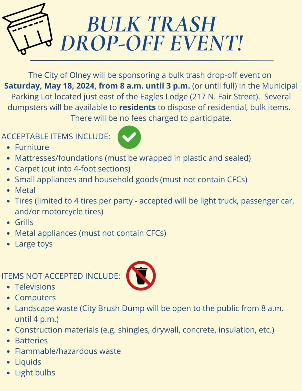 Bulk Trash Drop-Off event in Olney offers free dumpsters to residents ...