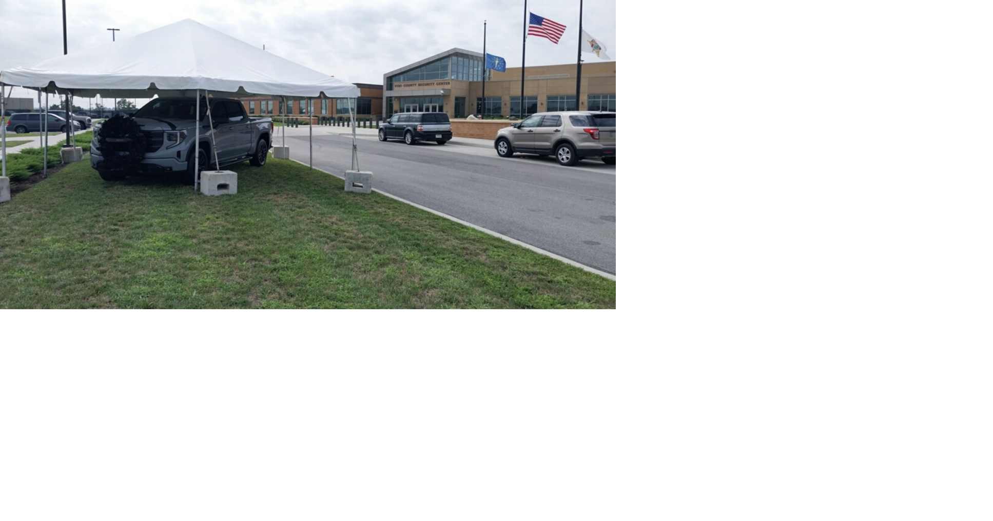 A memorial for Vigo County Sheriff John Plasse is in place outside of ...
