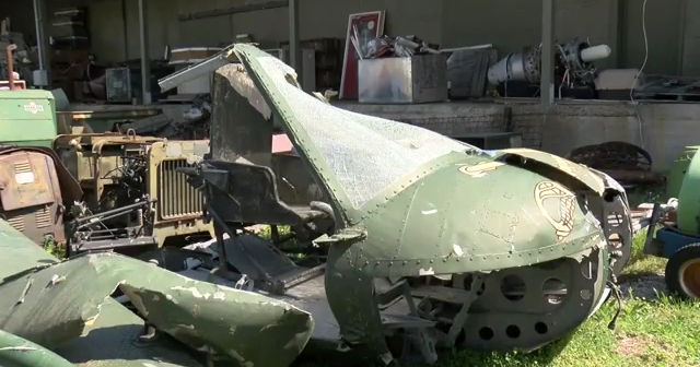 Tornado-damaged military helicopter awaiting "its next call to duty ...