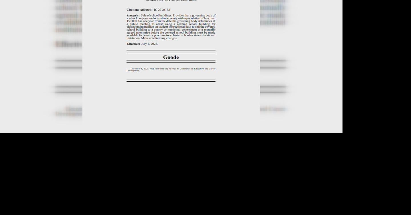 Sen. Greg Goode authors legislation to help increase options for closed ...