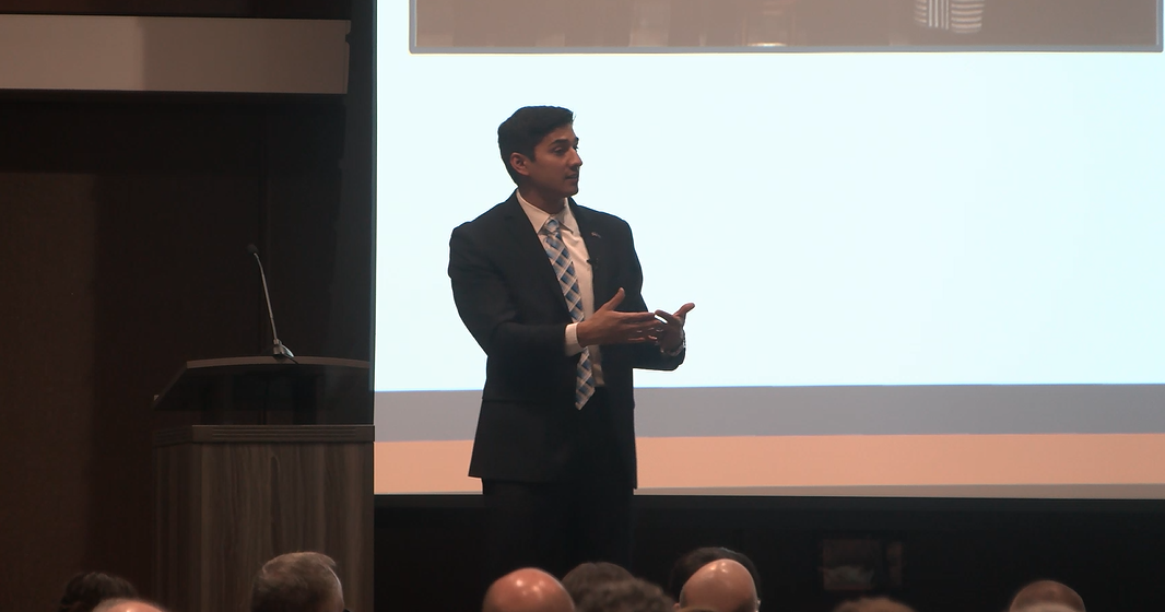 Mayor Brandon Sakbun gives his city update with the Chamber of Commerce ...