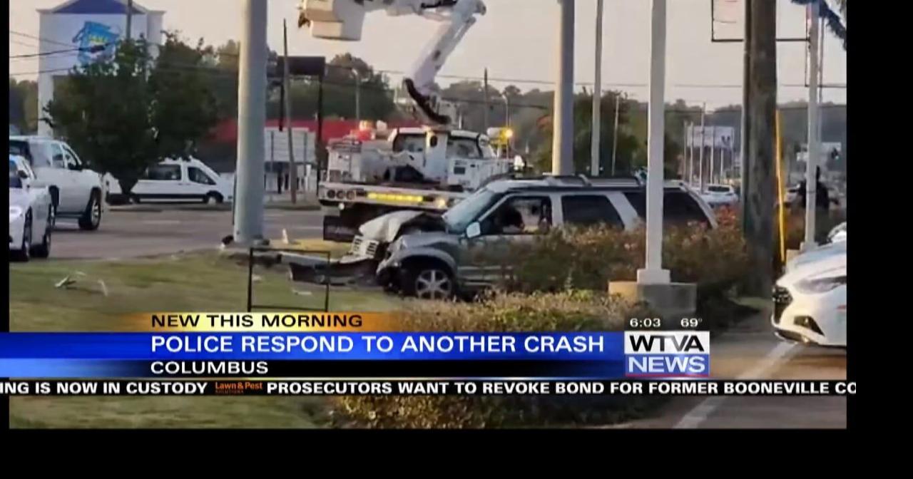 First responders respond to car crash into light pole in Columbus ...