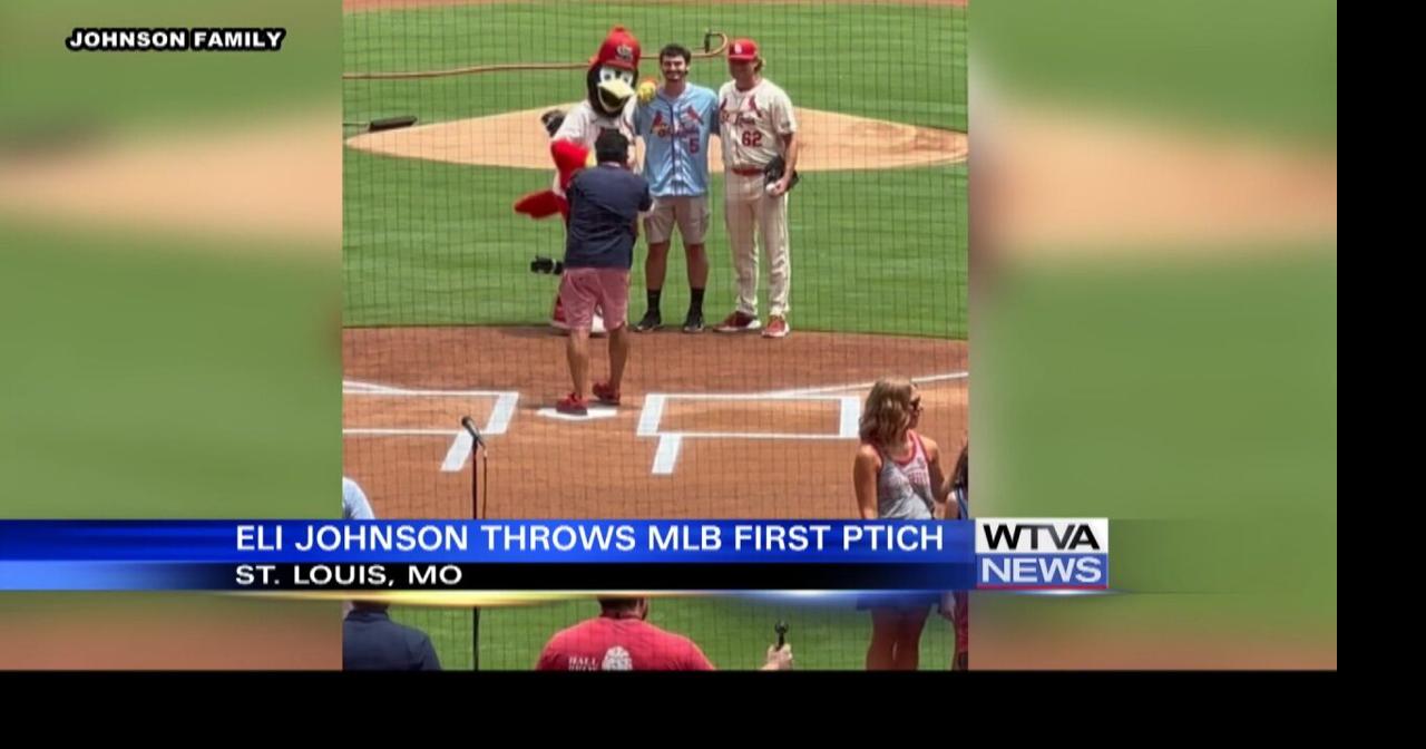 Eli Johnson throws first pitch at St. Louis Cardinals game over the ...