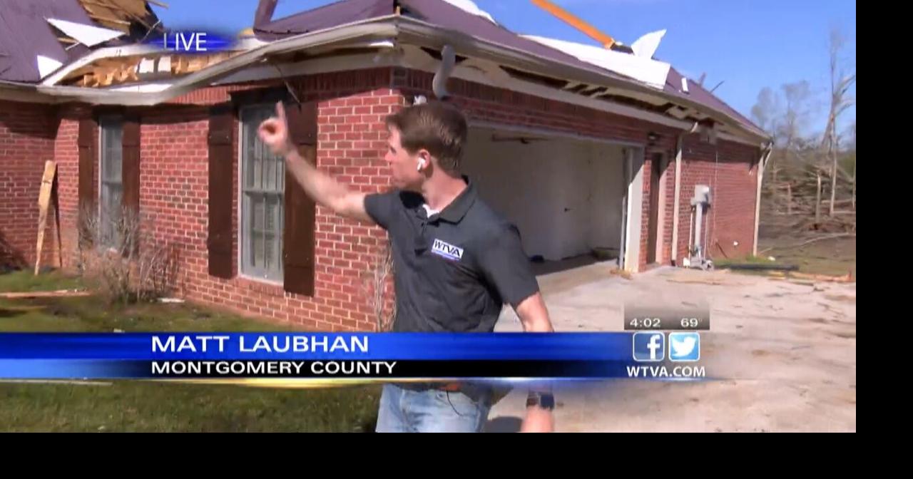 WTVA Chief Meteorologist Matt Laubhan shows tornado damage in Montgomery County | Tornado ...