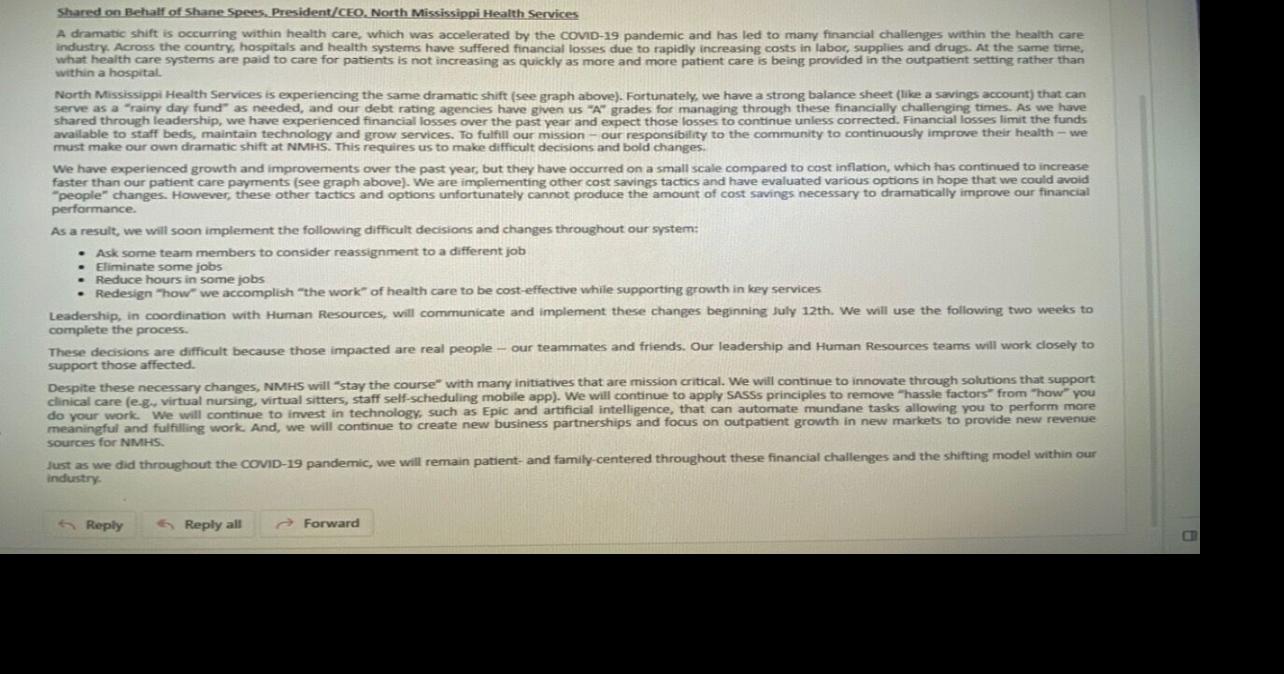 NMHS warns of staff reductions | News | wtva.com