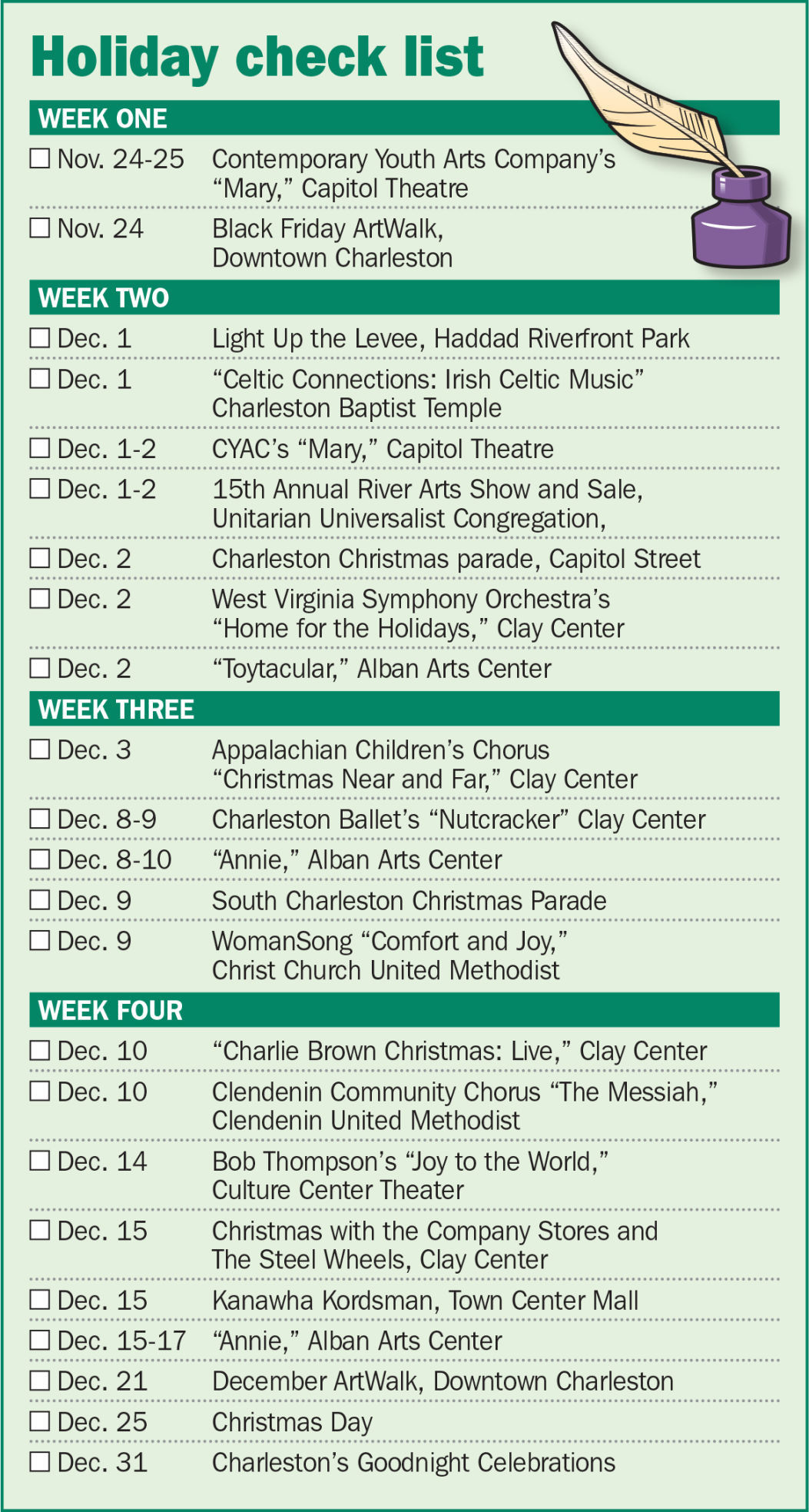 Your check list for holiday happenings around Charleston | Events ...