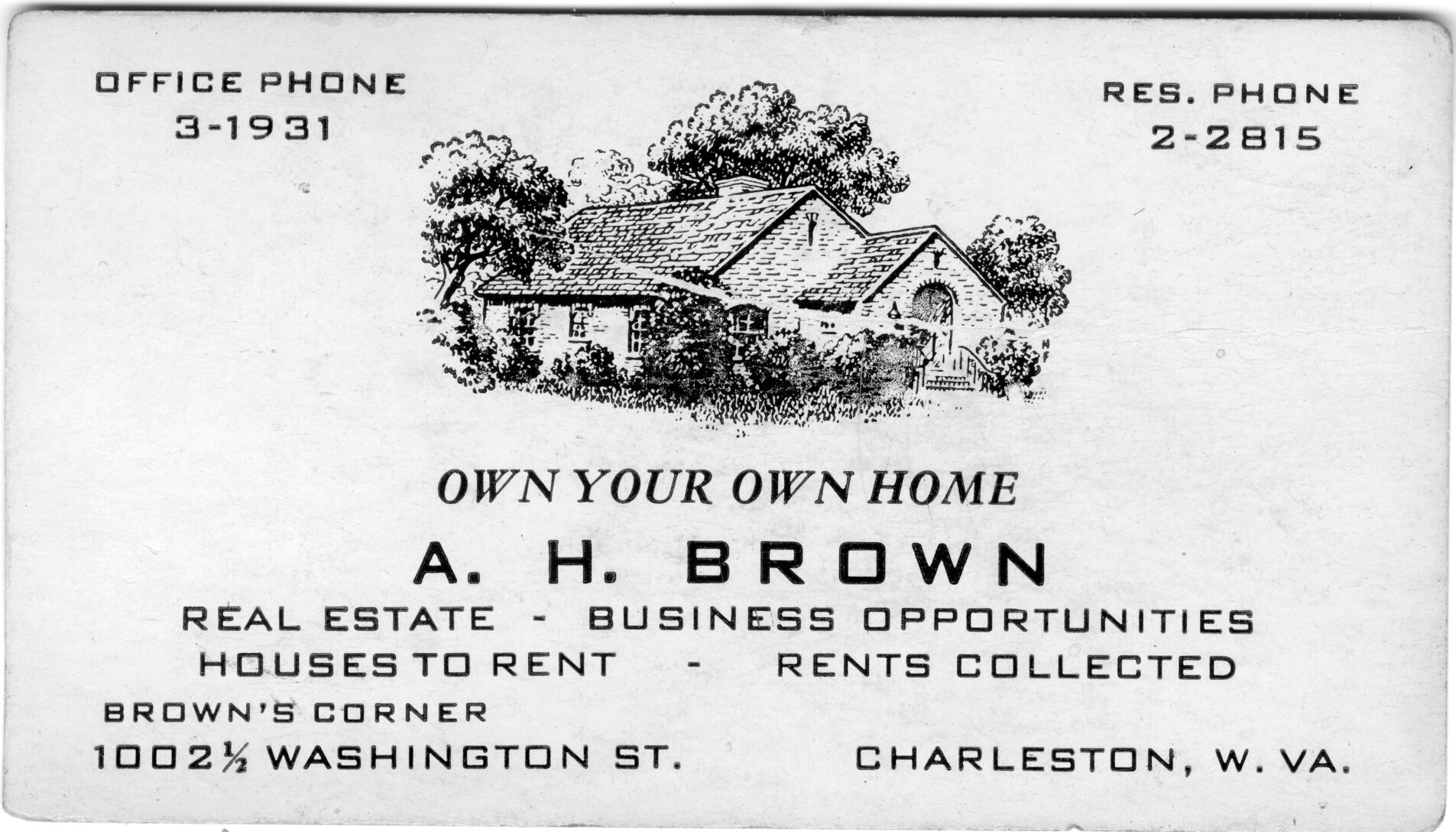 Anderson H. Brown business card | | wvgazettemail.com