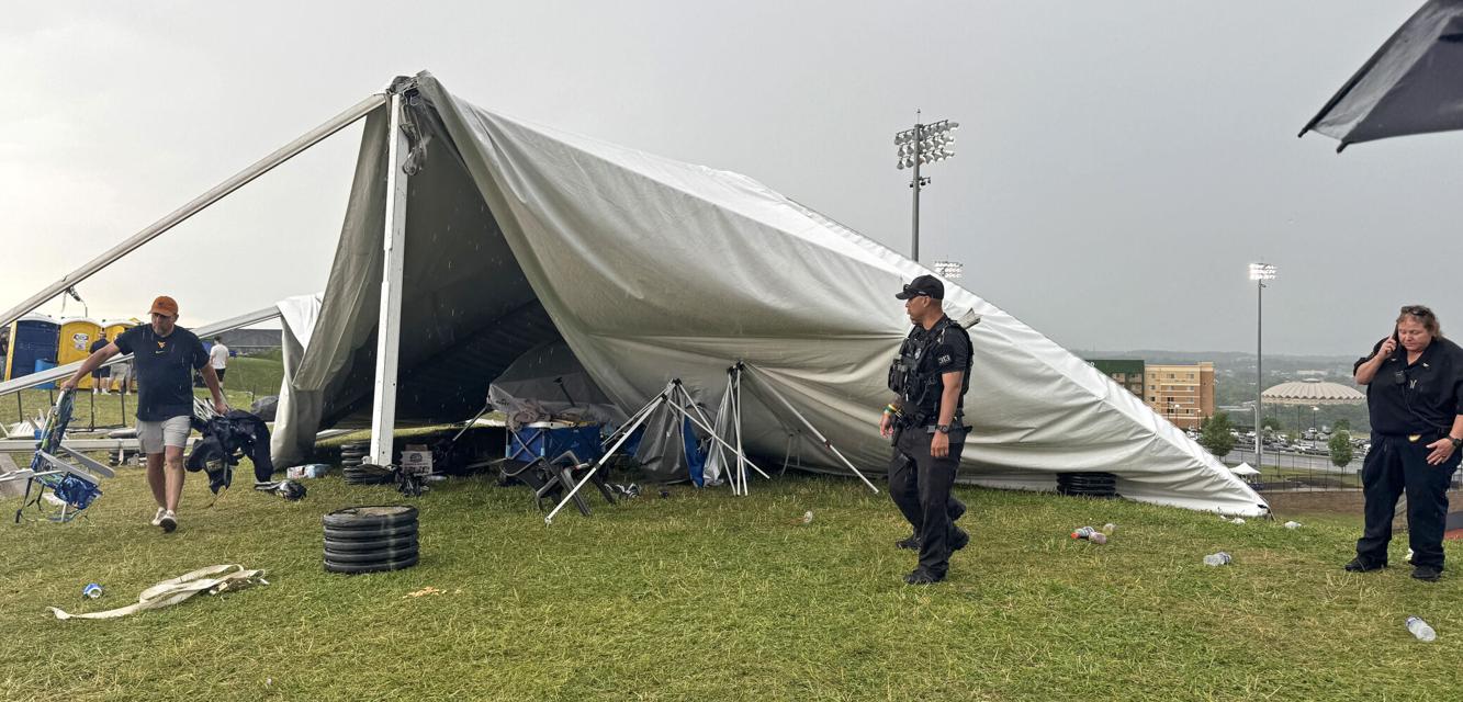 5 hurt as strong winds blow over tent at WVU baseball game | State ...