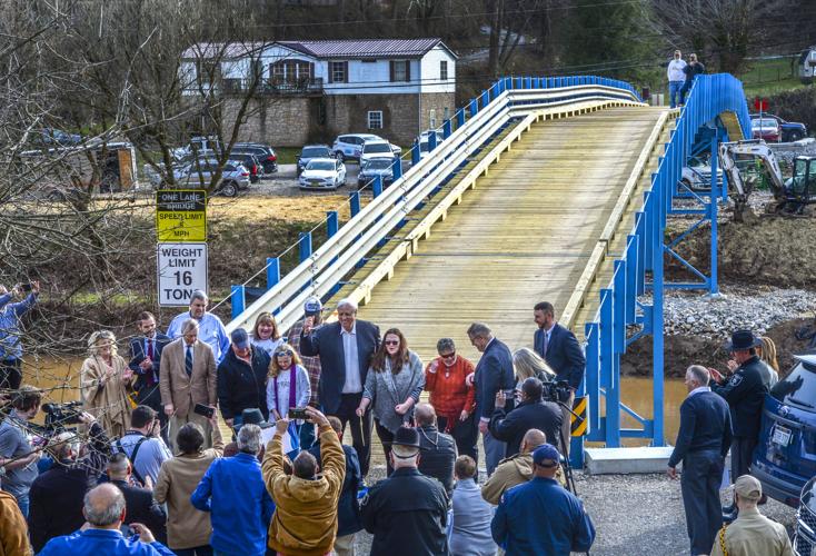 Clendenin-area residents welcome new 310-foot 'Big Blue' bridge ...