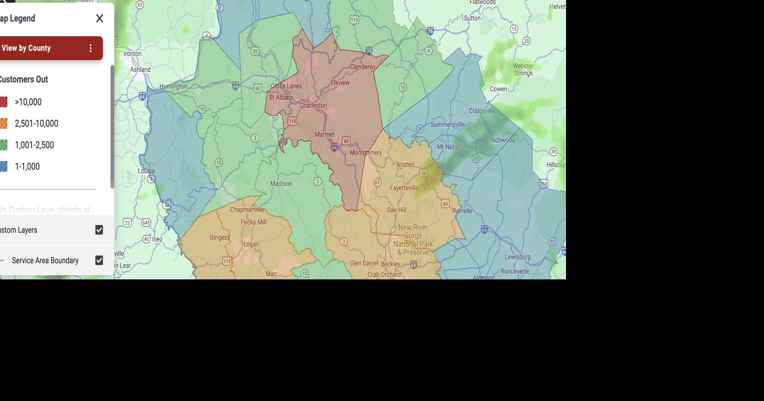 Power outage map: Charleston and southern West Virginia | Kanawha ...