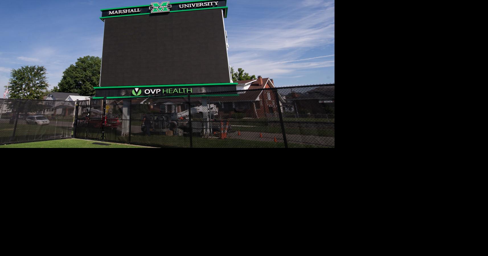 New video board installed at Hoops Family Field | Marshall University ...
