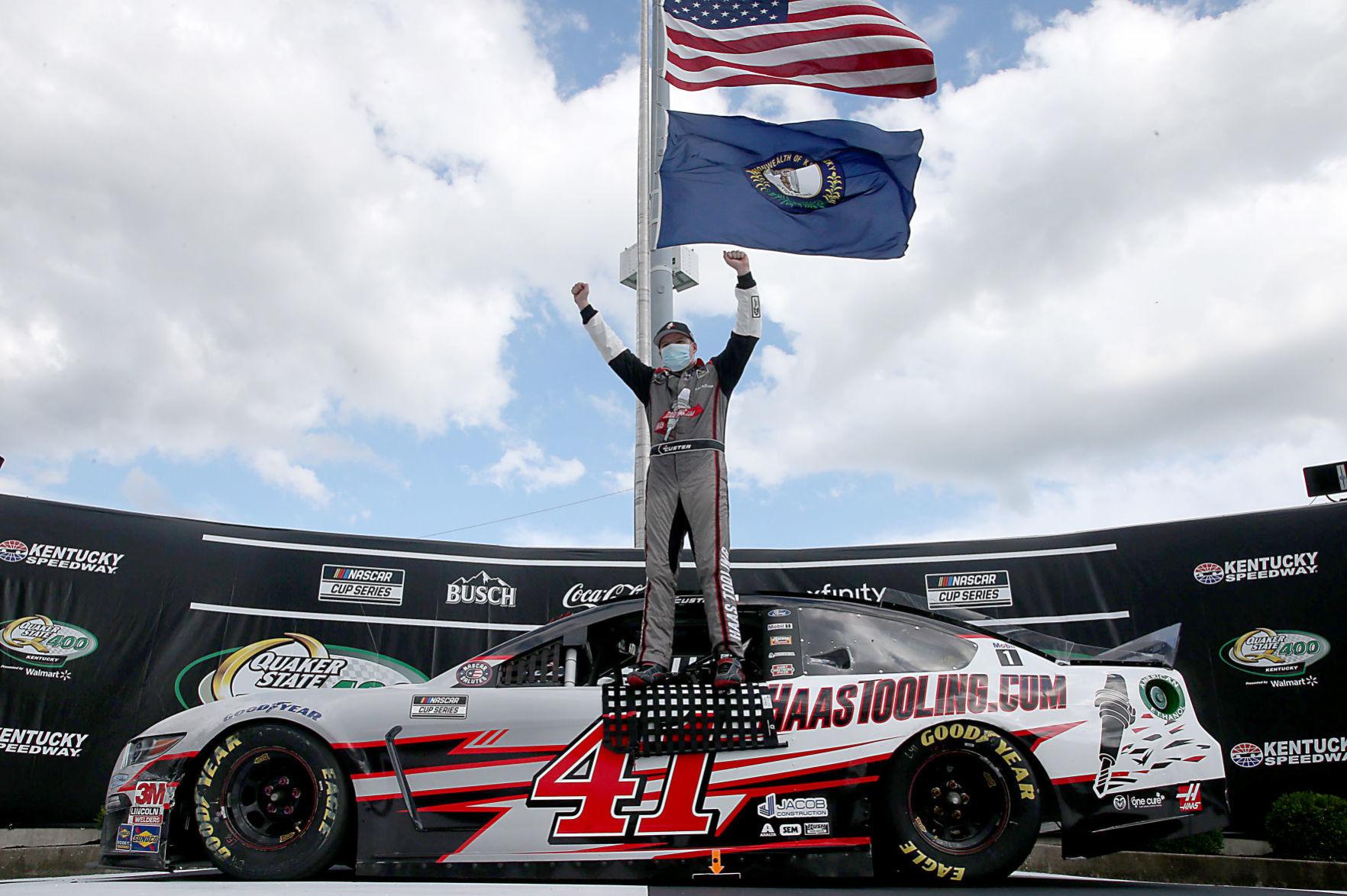 Cole Custer wins first career Cup Series race with thrilling four-wide ...