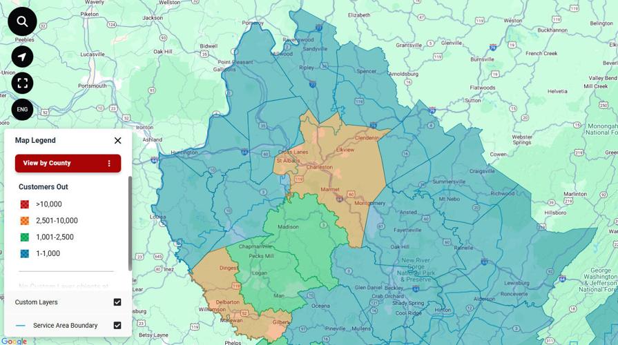 Power outage map: Charleston and southern West Virginia | Kanawha ...