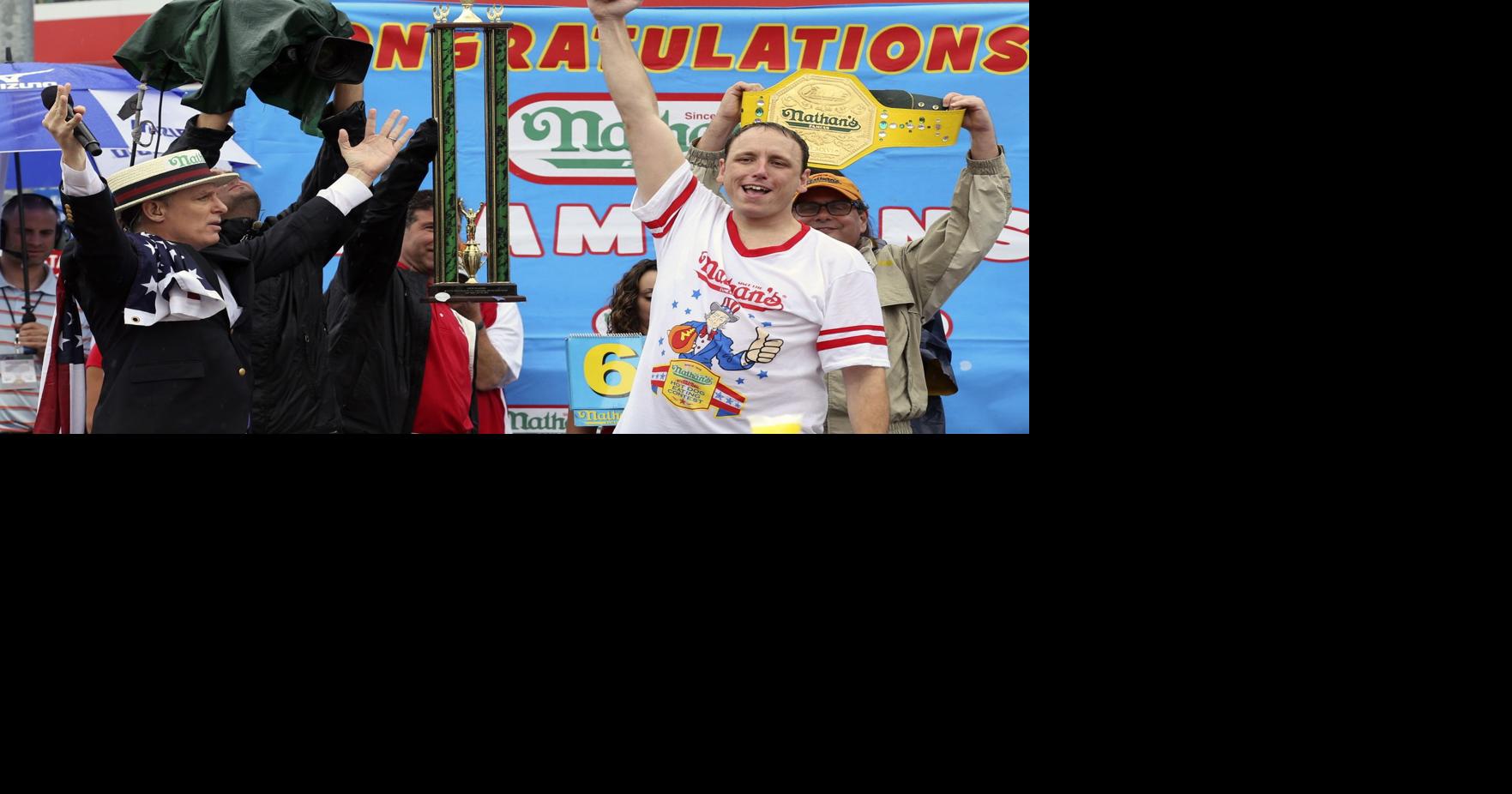 Joey Chestnut gets mustard yellow belt and fiancee | News ...