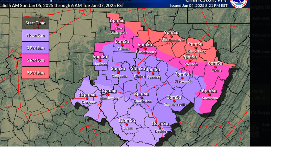 Jan. 5, 2025 winter weather precipitation map | | wvgazettemail.com