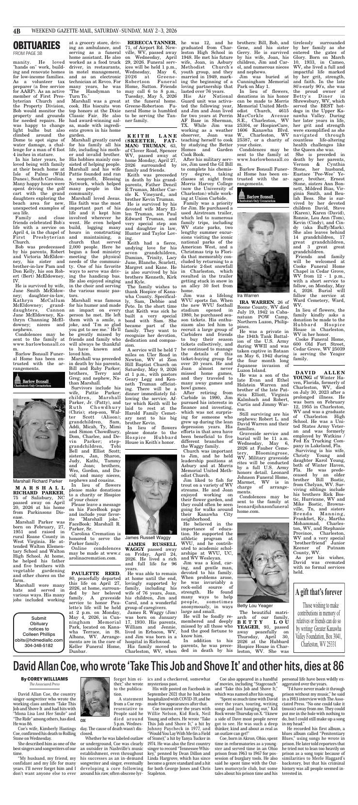 Page B4 | e-Edition | wvgazettemail.com