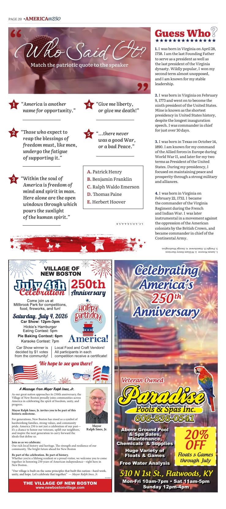 Page F21 | Celebrate America 250 Fourth of July | wvgazettemail.com