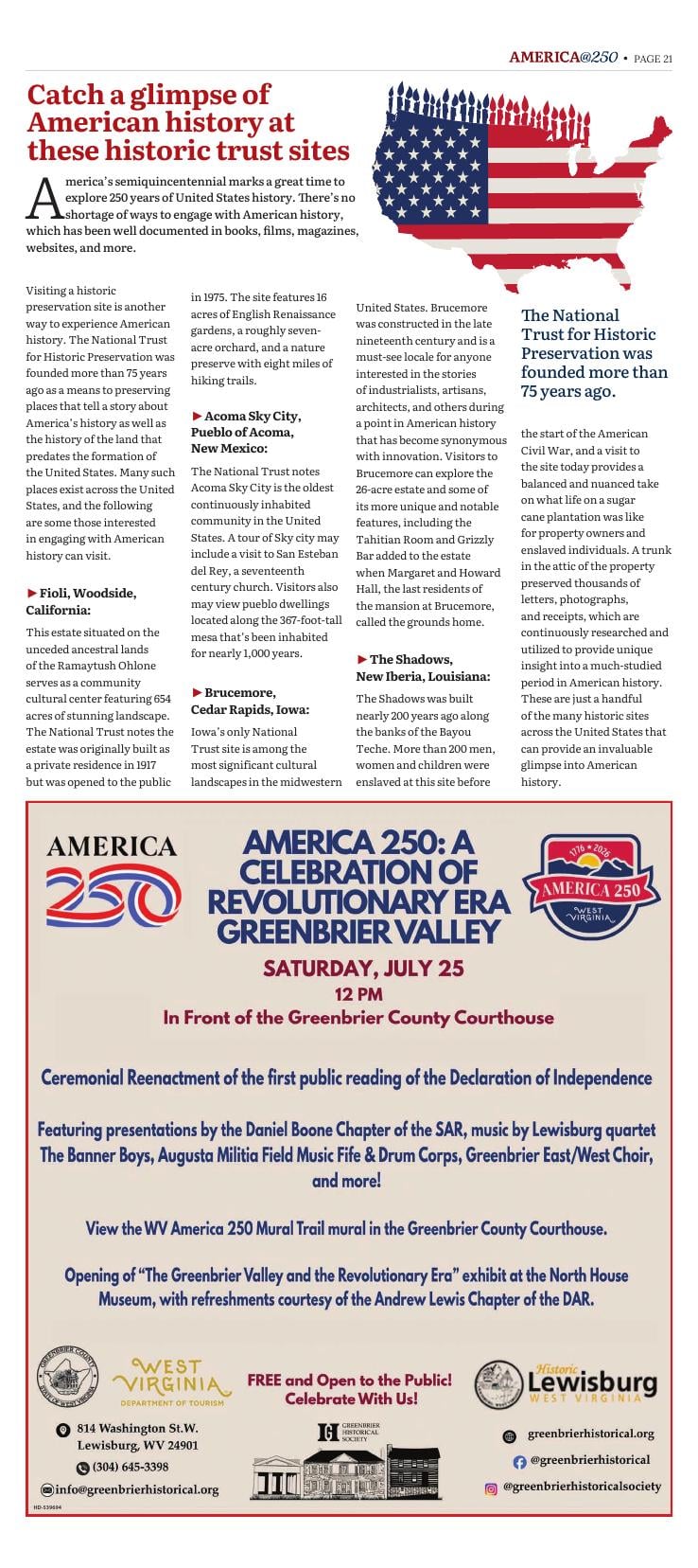 Page F21 | Celebrate America 250 Fourth of July | wvgazettemail.com