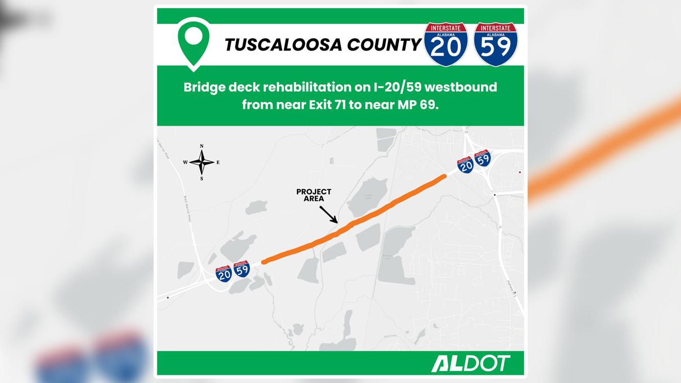 Work on Interstate 20/59 West near Exit 71 in Tuscaloosa County will ...