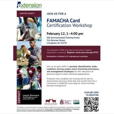 Free Famacha card Certification Workshop in Pickens County | News ...
