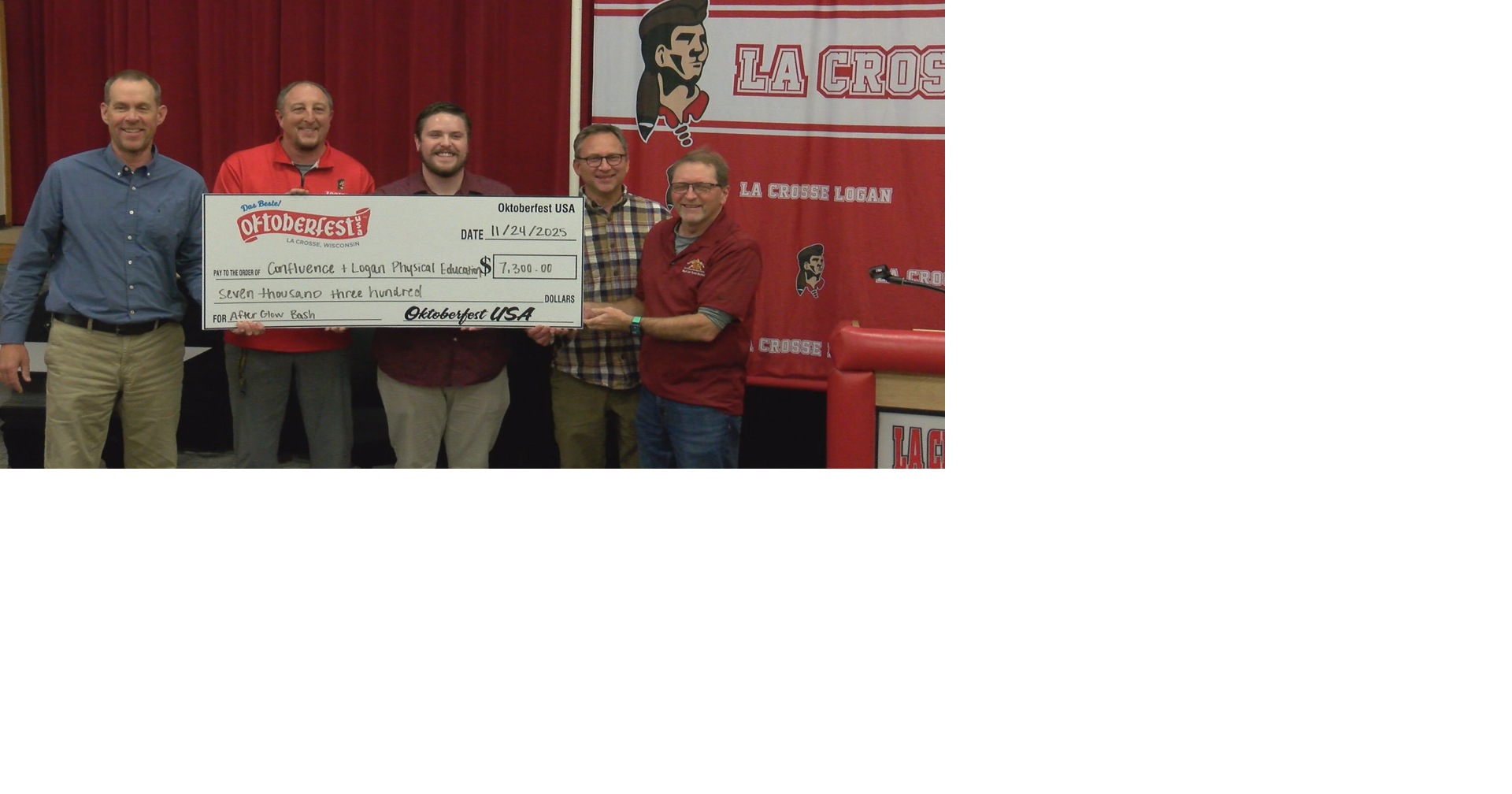 Logan physical education program and The La Crosse Confluence presented a $7,300 check | La ...