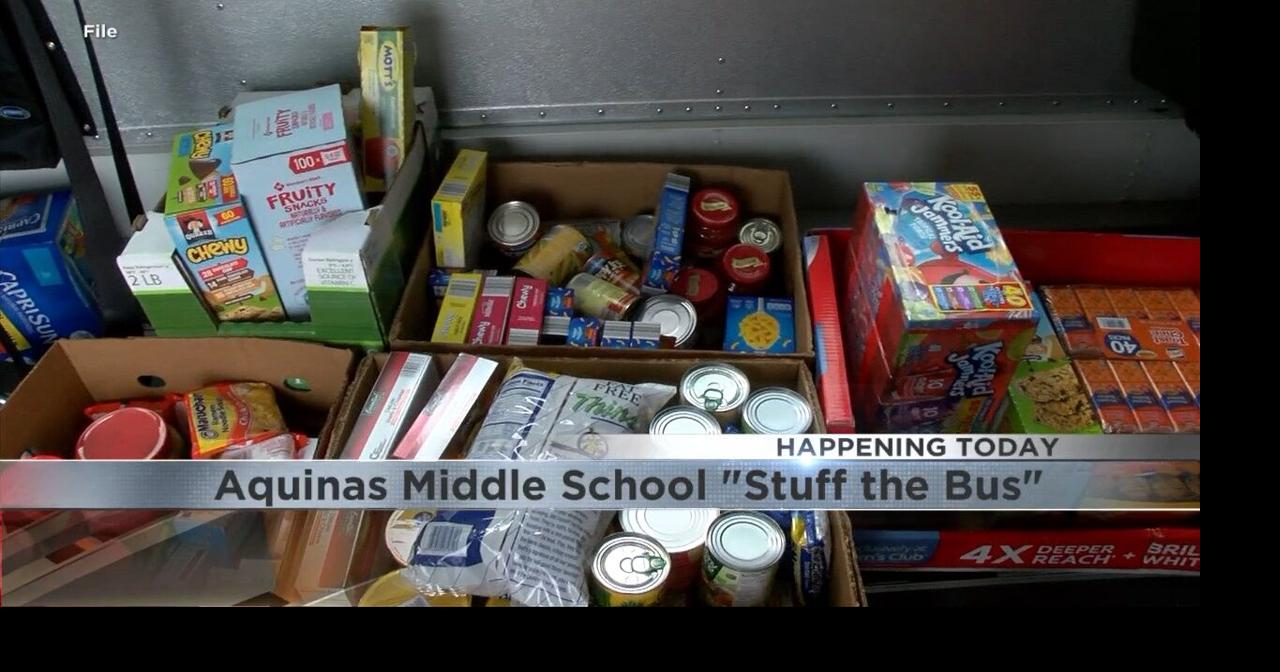 Aquinas Middle School stuffing the bus on Monday for WAFER Food Pantry ...