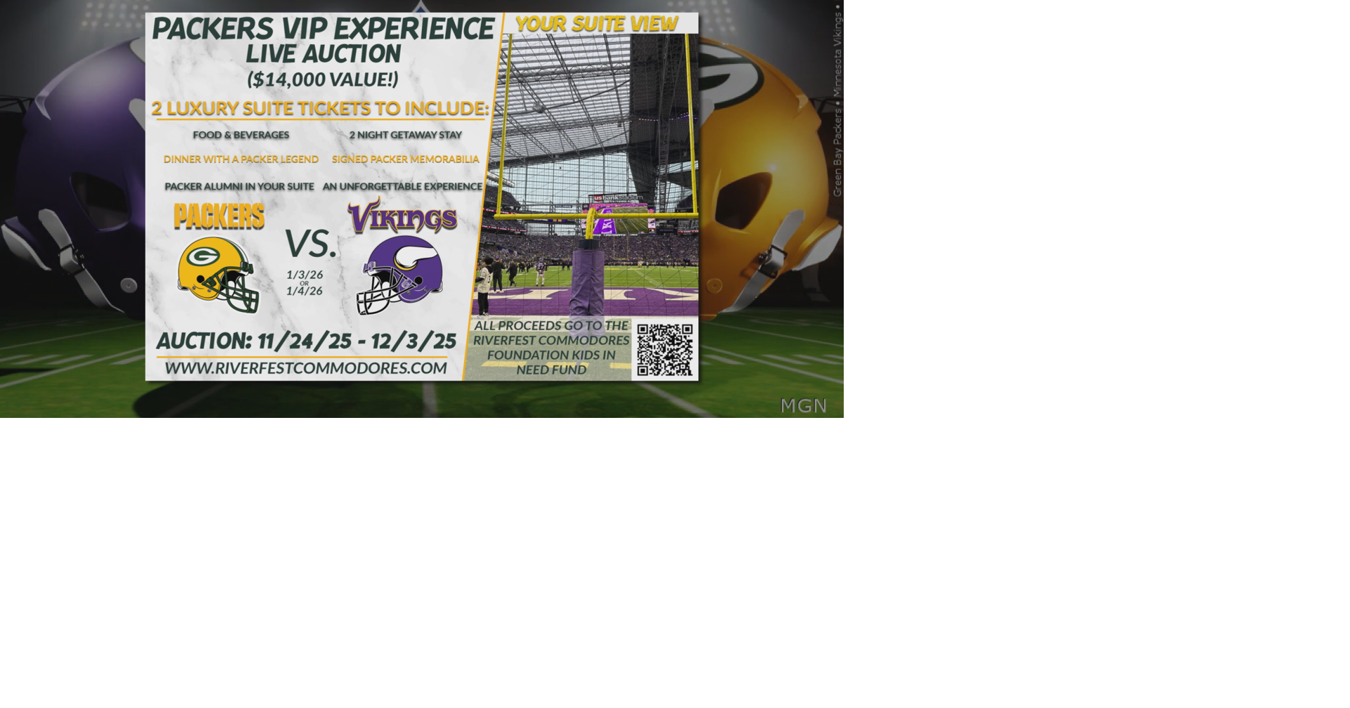 Want the ultimate ticket to a Packers-Vikings game? Bid big to help ...