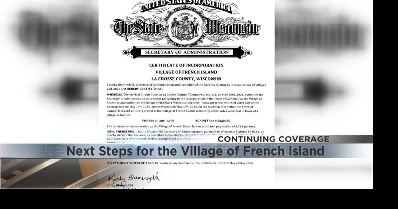 Next steps for the Village of French Island | Video | wxow.com