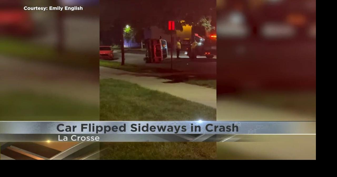 Car flips on its side following crash | Video | wxow.com