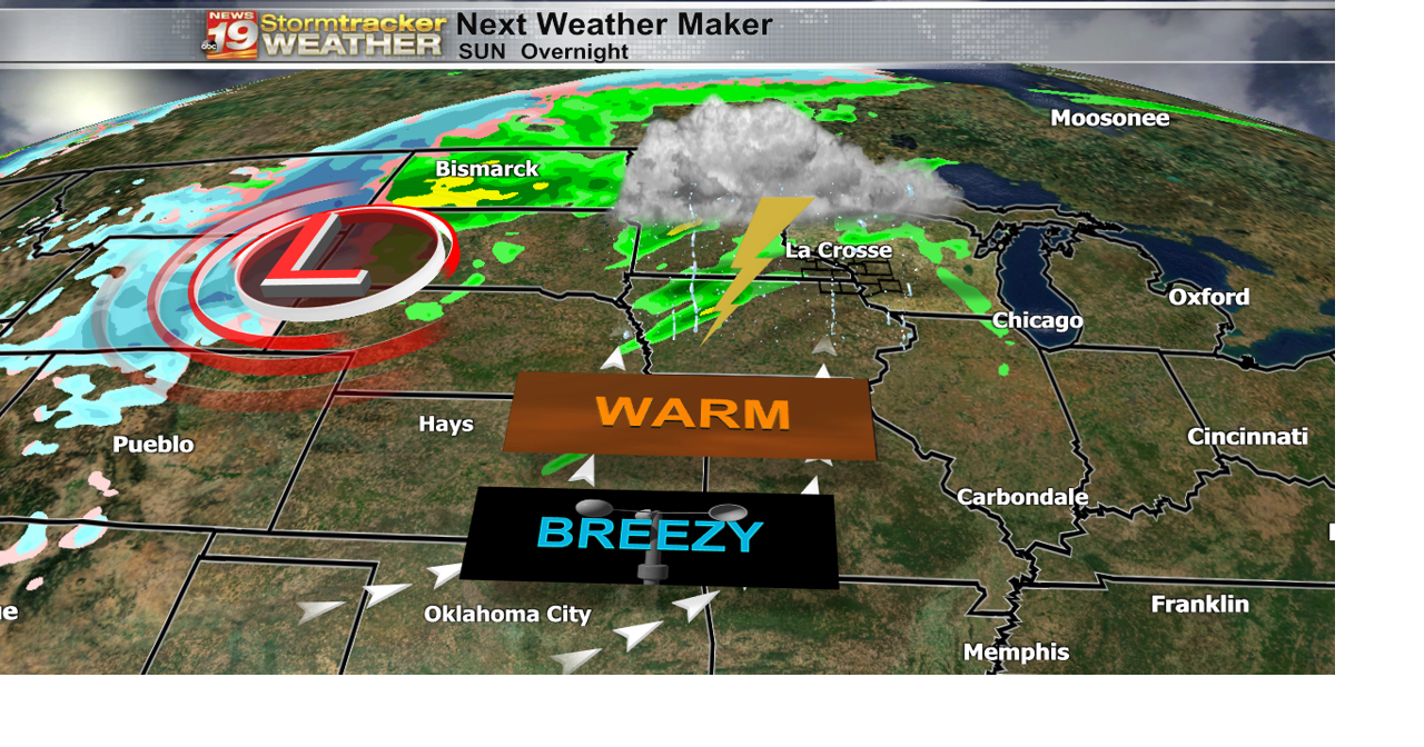 Southerly winds to bring warmer temperatures, showers, thunderstorms ...